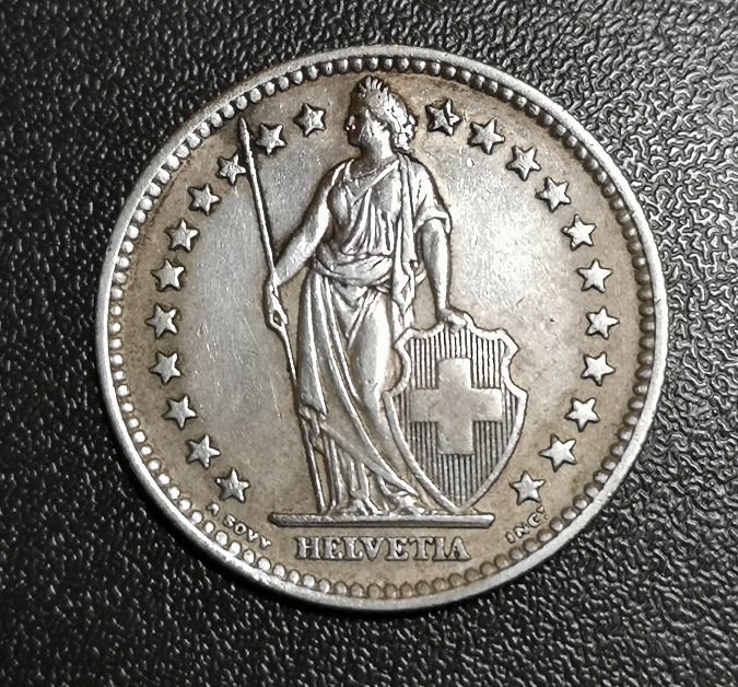 2 francs en argent Helvetia debout 1958. - Achat Or en Belgique