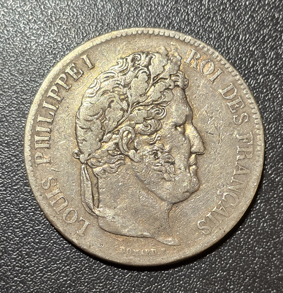 5 francs argent Louis-Philippe I Type Domard, 2è retouche, tranche en ...