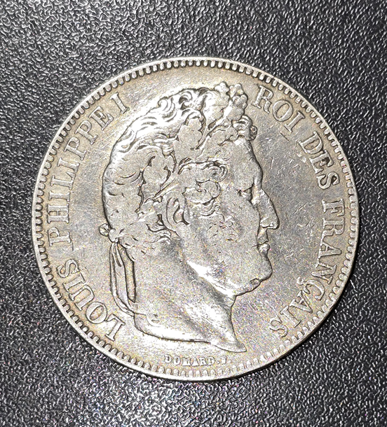 5 francs argent Louis-Philippe I Type Domard, 2è retouche, tranche en ...